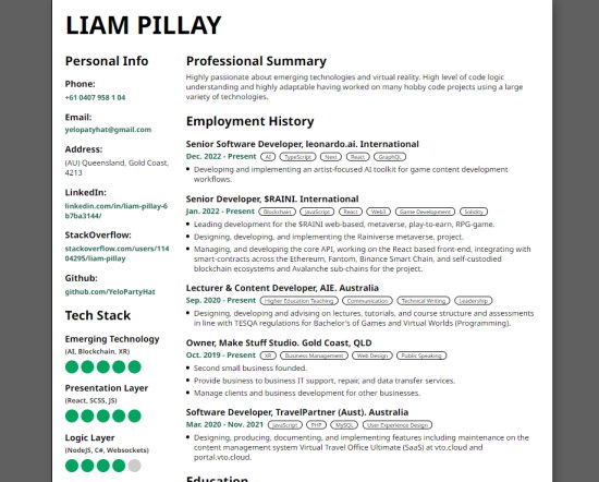 Liam Pillay | Digital Resume